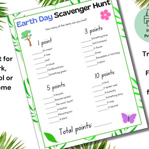 Earth Day Scavenger Hunt Printable, Nature Scavenger Hunt, Happy Earth ...