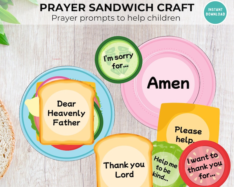 Prayer Sandwich Craft Activity, Kids Sunday School Praying Lesson ...