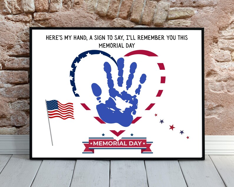 Memorial Day Handprint Craft Printable, Happy Memorial Keepsake Art ...