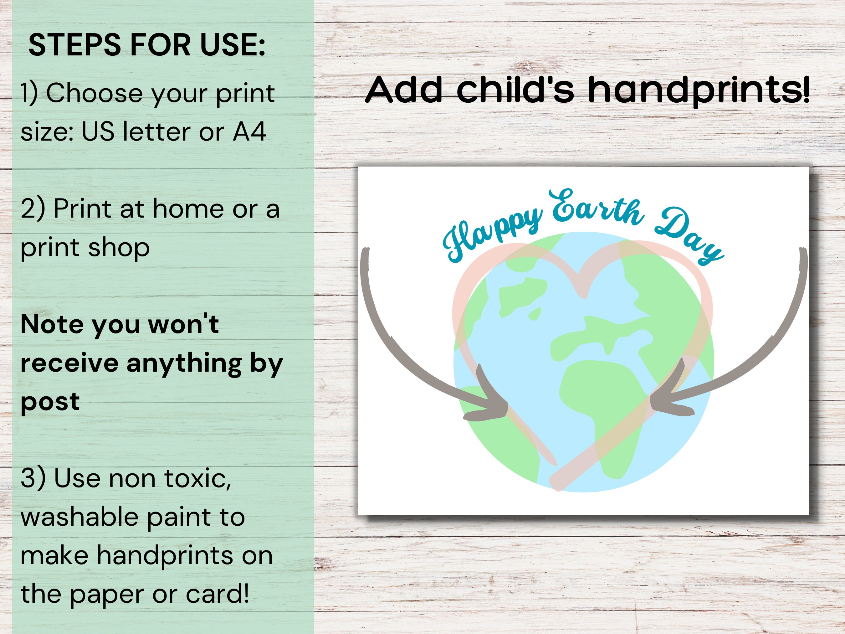 Earth Day Handprint Art Printable Hand Print Kids Craft - Etsy UK