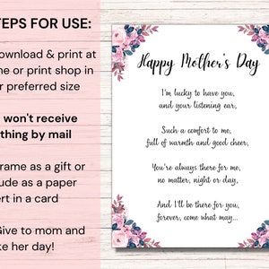 Mothers Day Poem Printable, Poem for Mom, Mama Keepsake Poem Quote ...