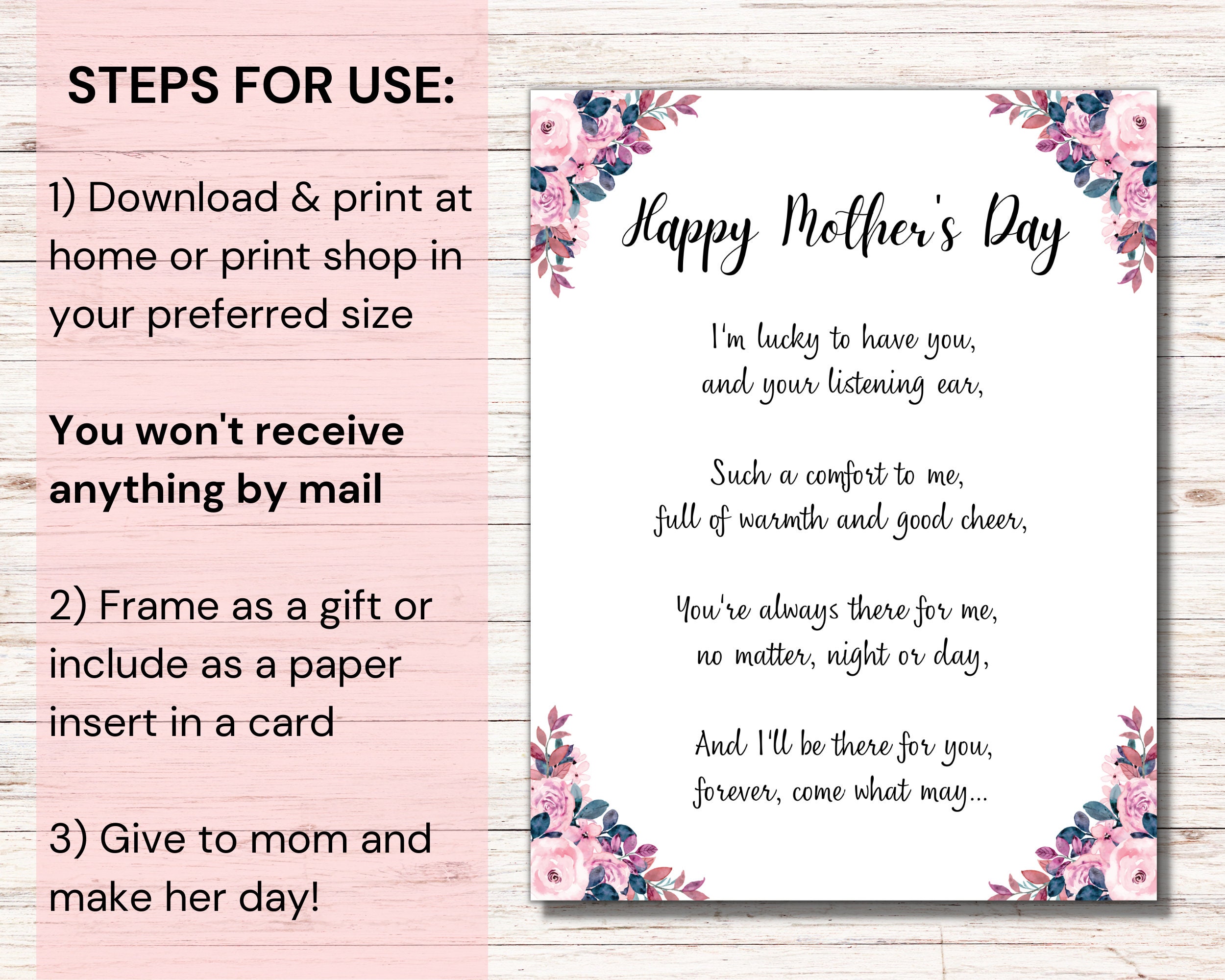 Mothers Day Poem Printable, Poem for Mom, Mama Keepsake Poem Quote ...