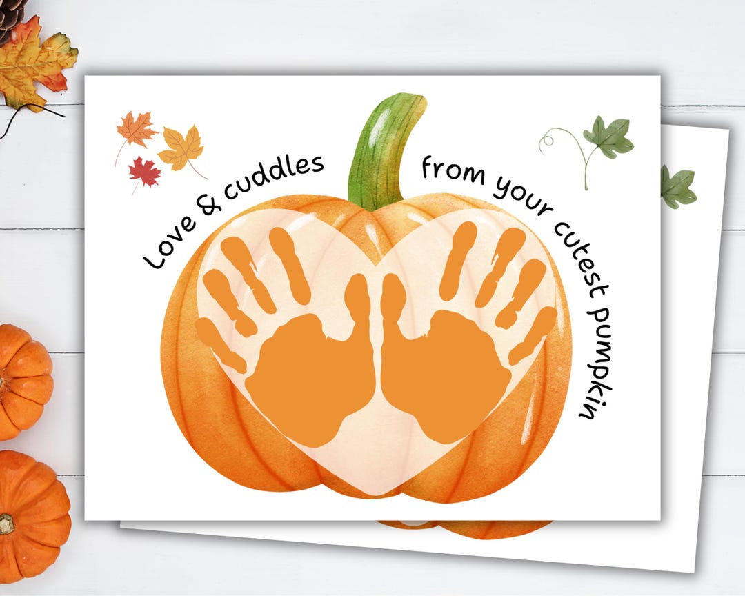Pumpkin Handprint Art, Fall Handprint Craft, Preschool Fall Craft, Baby ...