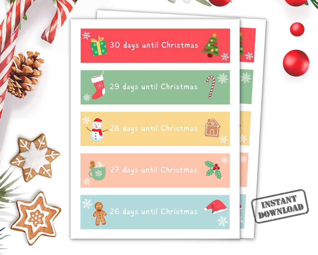 Christmas Countdown Paper Chain, Christmas Advent Calendar, Christmas ...