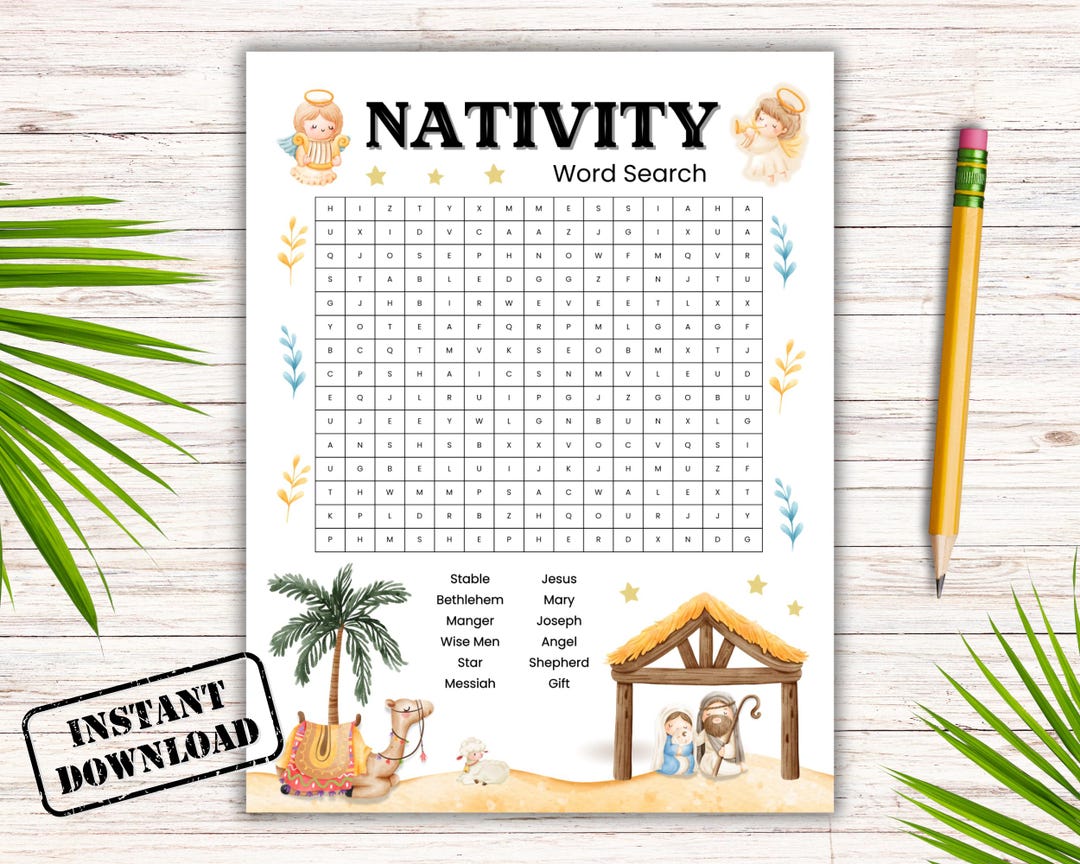 Nativity Word Search Game, Christmas Word Search, Sunday School ...