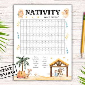 Nativity Word Search Game, Christmas Word Search, Sunday School ...