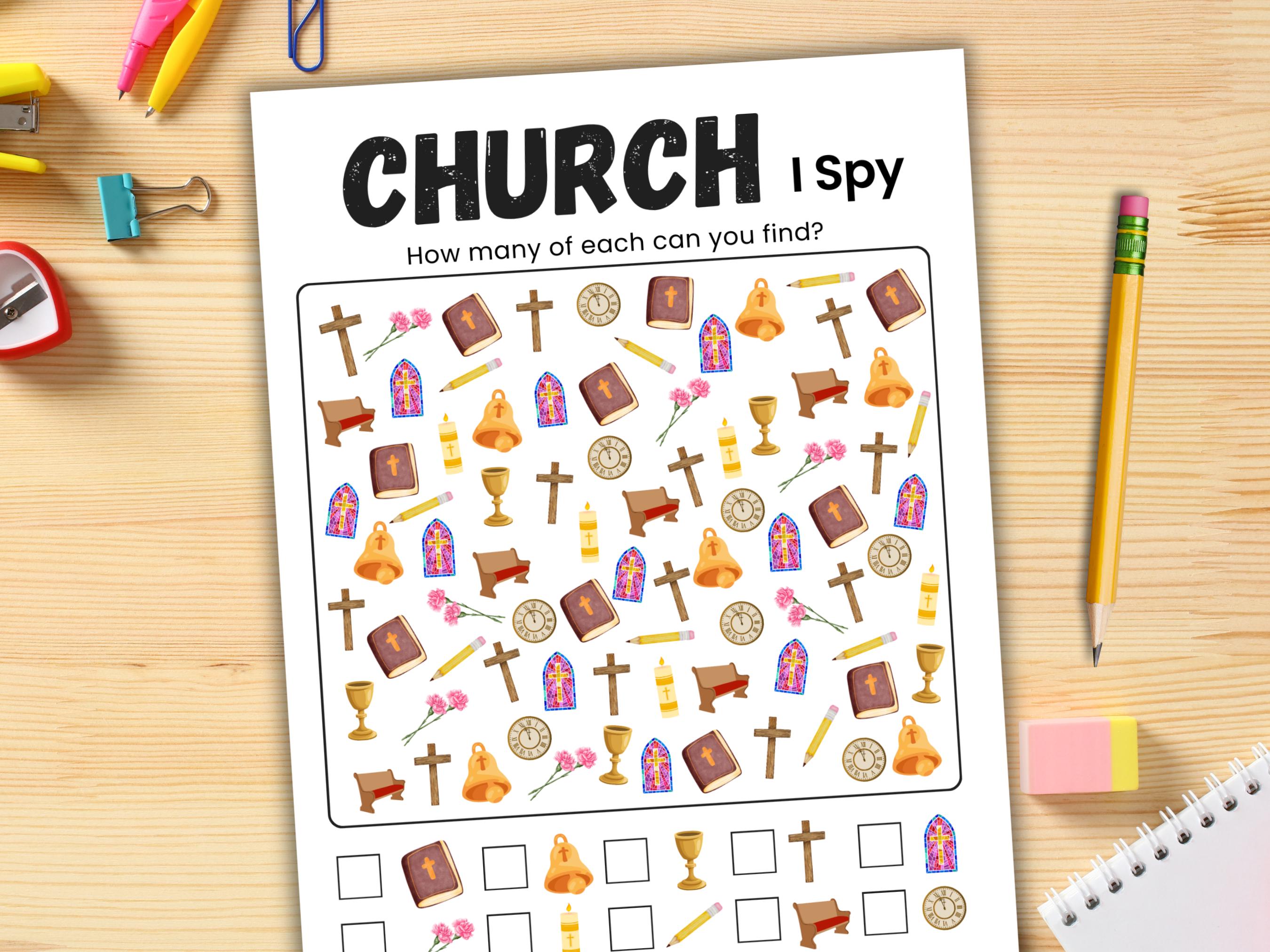 Church I Spy Game, Bible Count and Find Game, Kids Sunday School ...