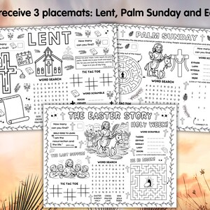 Holy Week Activity Placemat Bundle, Easter Story Coloring, Sunday ...
