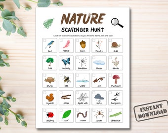 Camping/outdoor Scavenger Hunt for Kids JPEG, PNG, PDF - Etsy