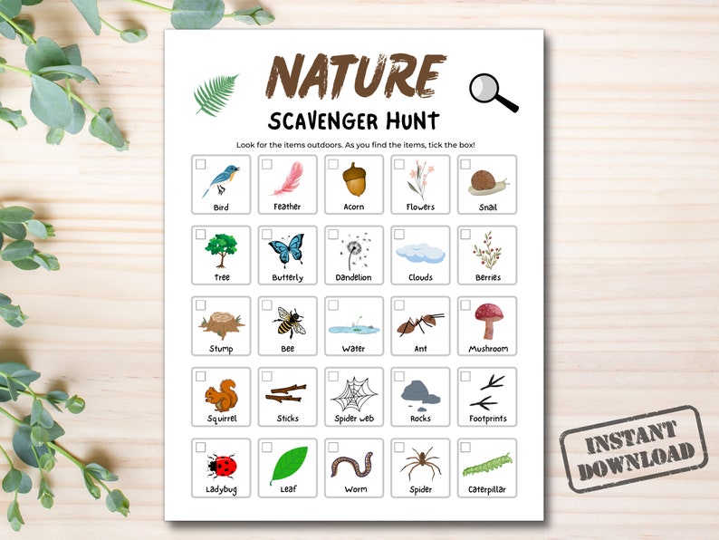Nature Scavenger Hunt, Outdoor Treasure Hunt Printable, Scavenger Hunt ...