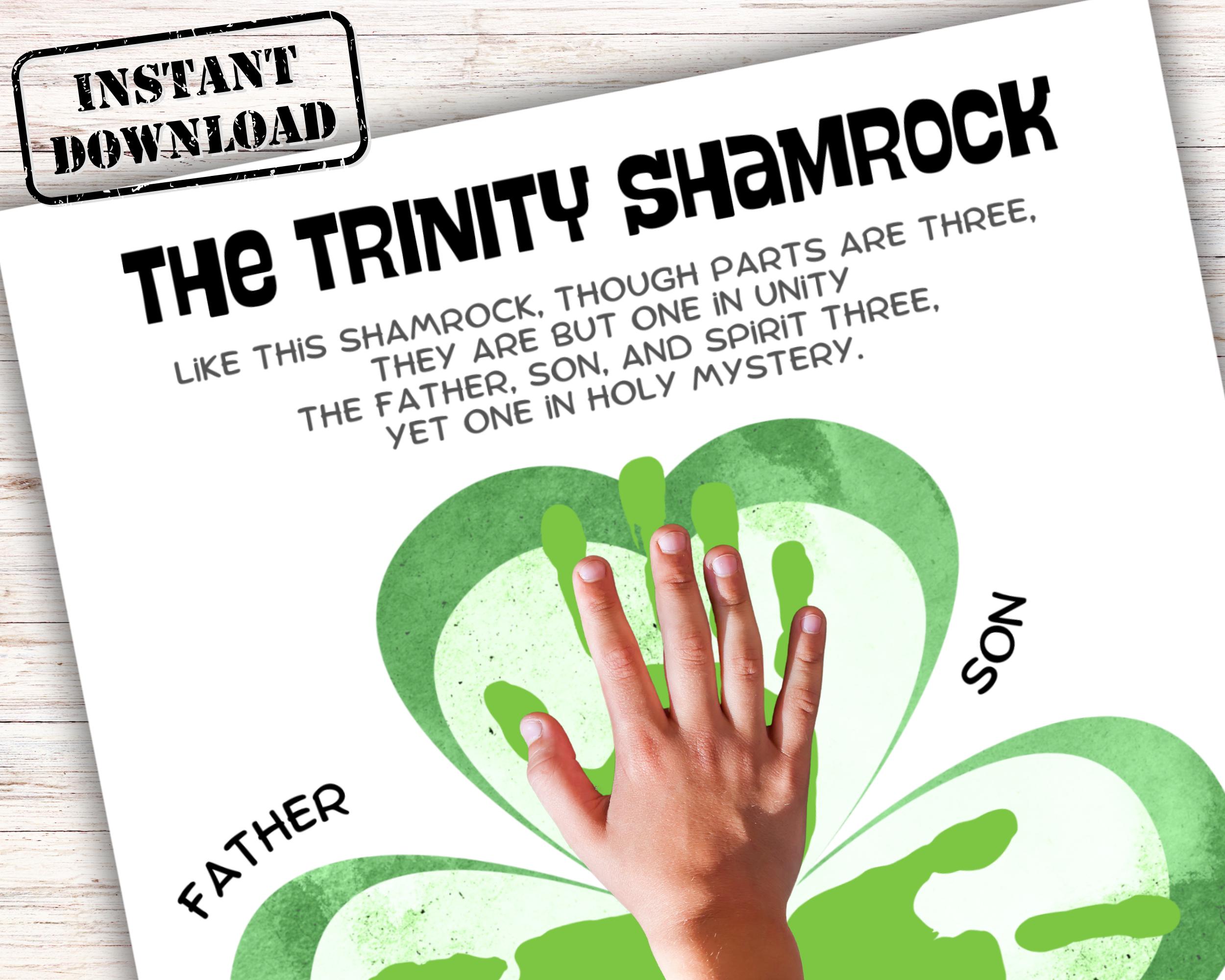 St. Patrick's Day Handprint Art, Shamrock Holy Trinity Craft Keepsake ...