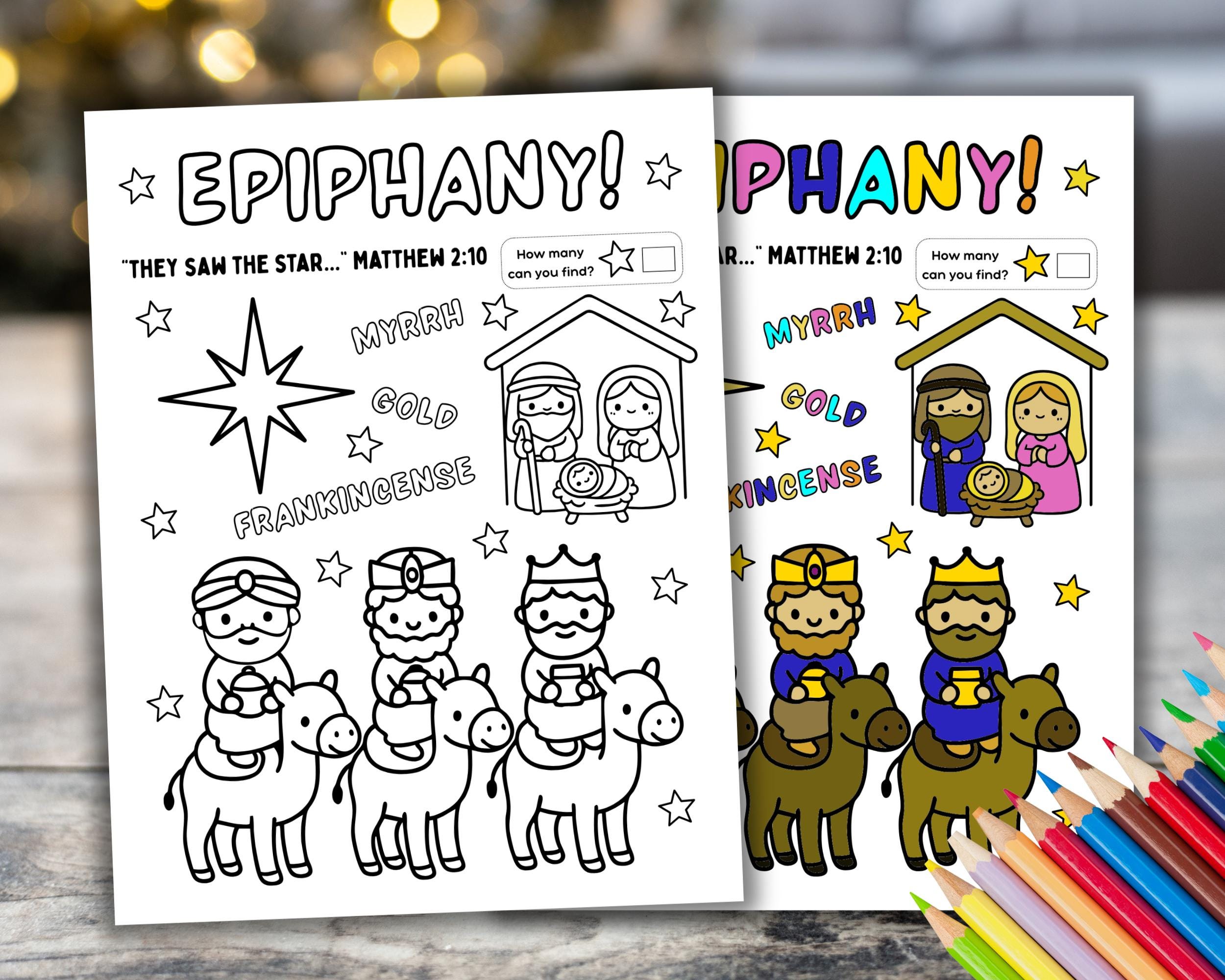 Epiphany Coloring Page Activity, Christian Bible Wise Men Star Craft ...