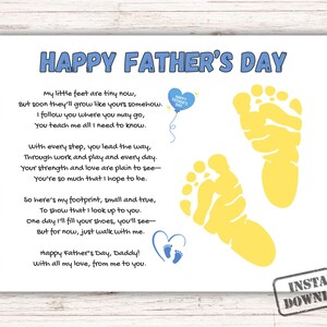 Father's Day Poem Footprint Craft, Daddy Handprint Art Printable, Best ...