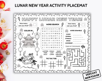 Chinese New Year Printable Activity Placemat - Etsy