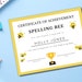 Editable Spelling Bee Certificate Printable, Spelling Bee Certificate ...