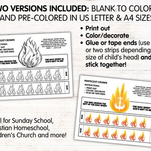 Pentecost Crown Craft Coloring, Holy Spirit Paper Kids Activity Art ...