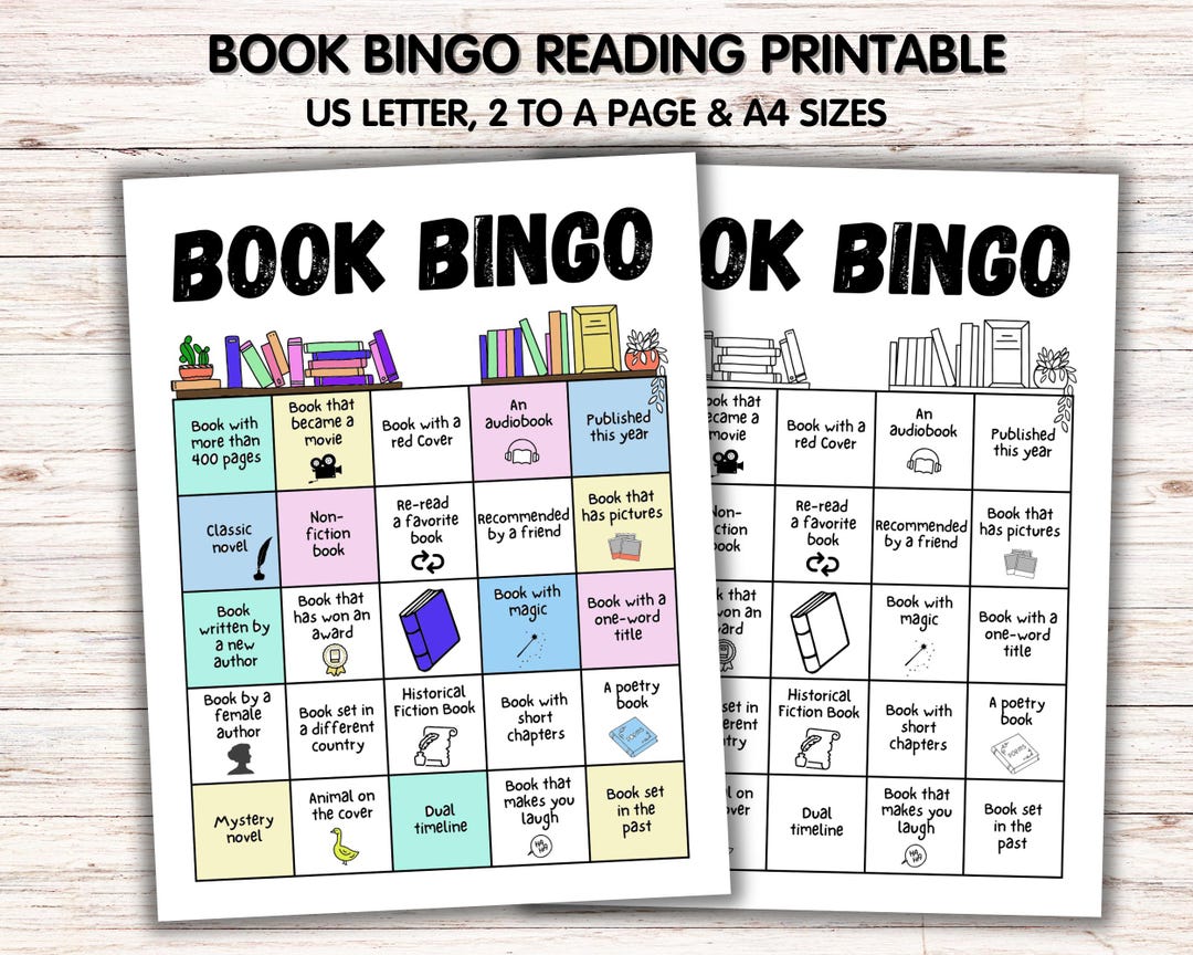 Book Bingo Reading Challenge, Reading Log Game Tracker Template, Book ...
