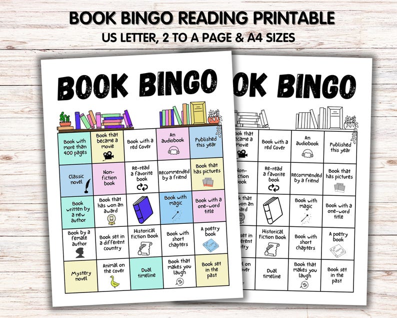 Book Bingo Reading Challenge, Reading Log Game Tracker Template, Book ...