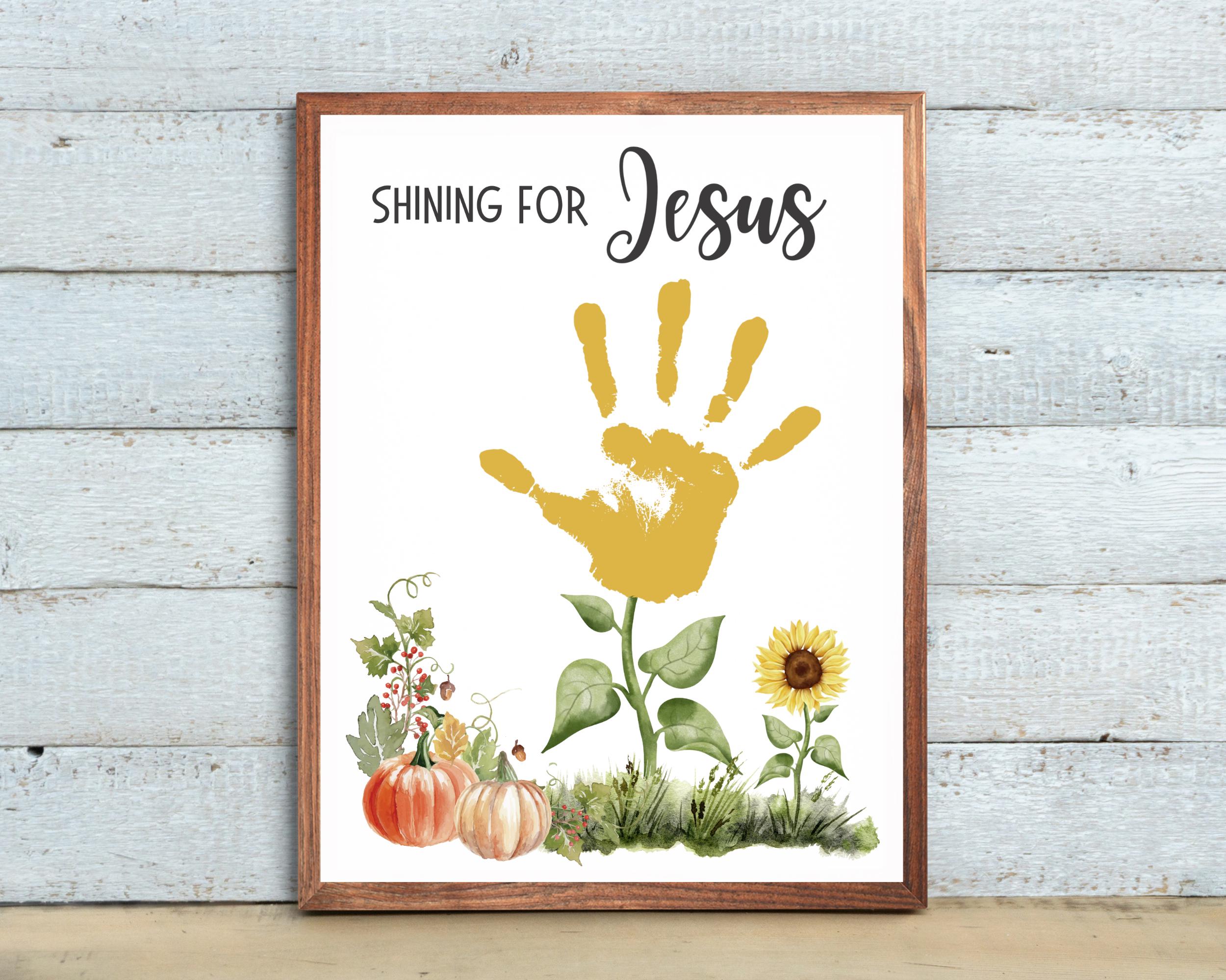 Sunflower Handprint Craft Printable, Shining for Jesus Christian Kids ...
