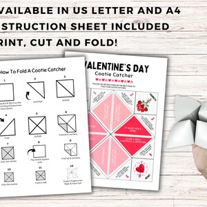 Valentines Day Cootie Catcher Game, Valentines Fortune Teller, Happy ...