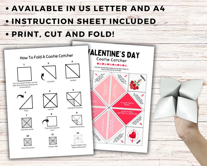 Valentines Day Cootie Catcher Game, Valentines Fortune Teller, Happy ...