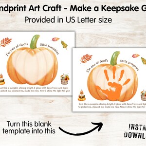 Pumpkin Poem Handprint Art, Christian Prayer Keepsake Craft, Kid's ...