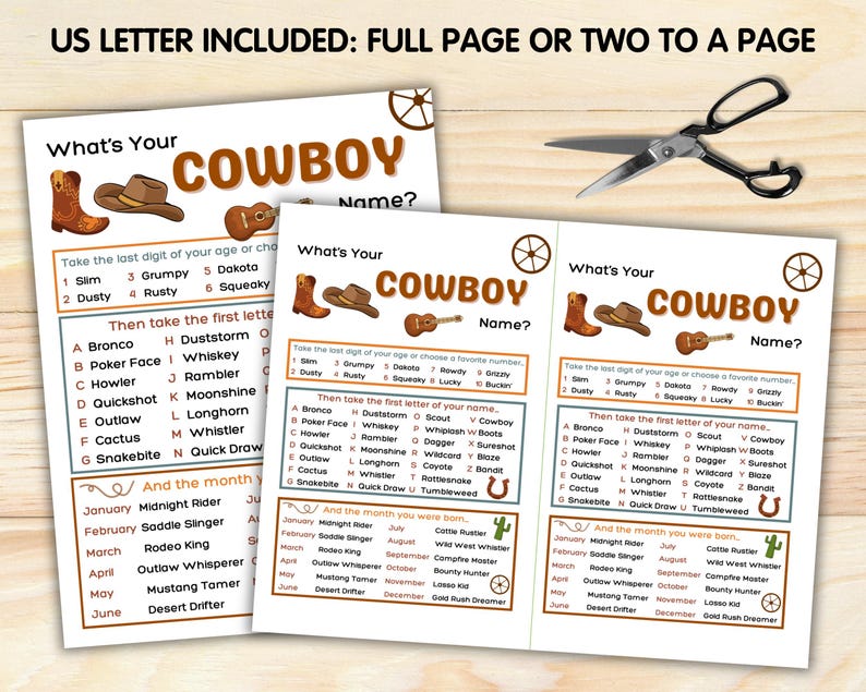 What's Your Cowboy Name Printable, Cowboy Name Game, Wild West ...