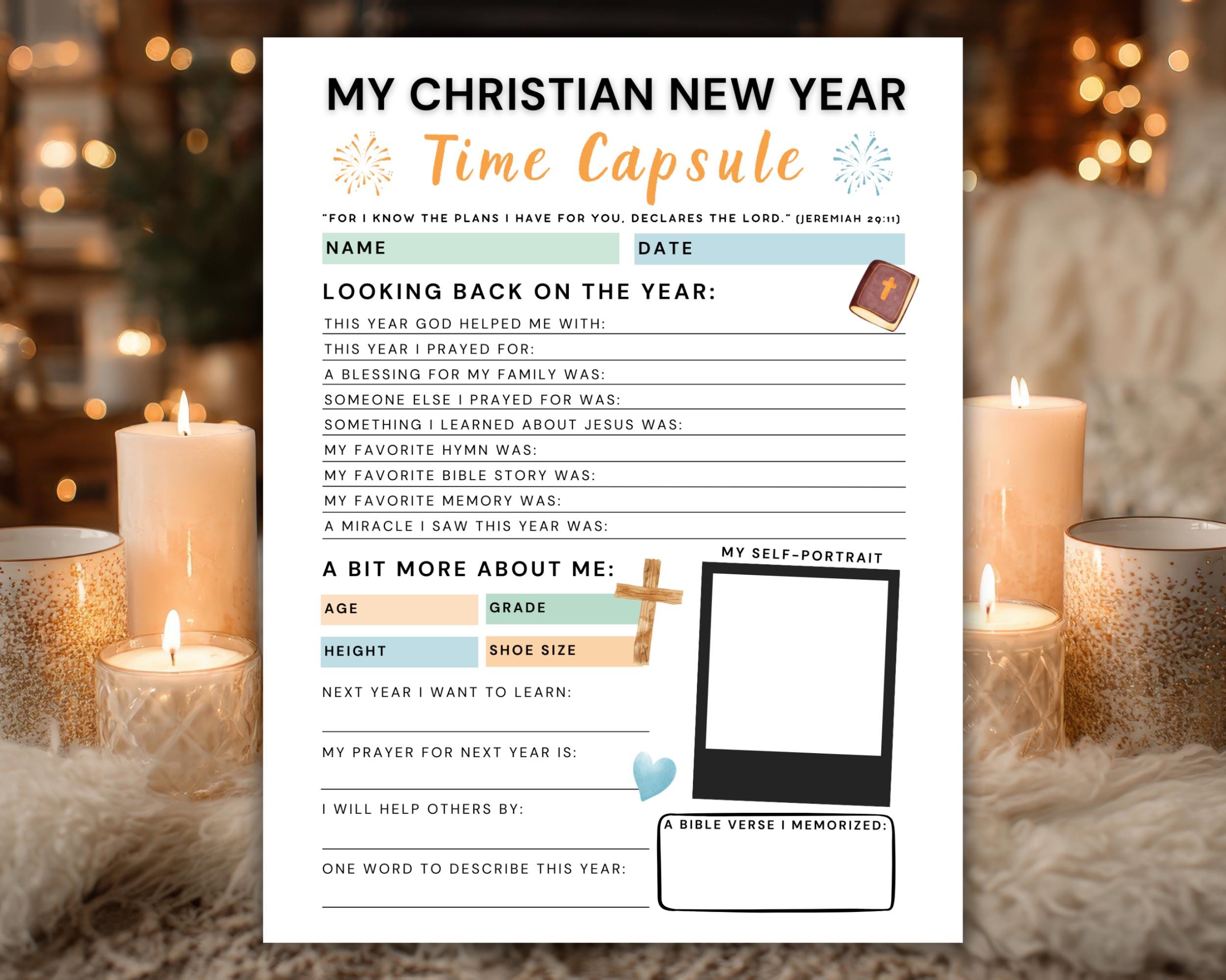 Christian Kids Time Capsule Printable, New Year's Eve Bible Reflection ...