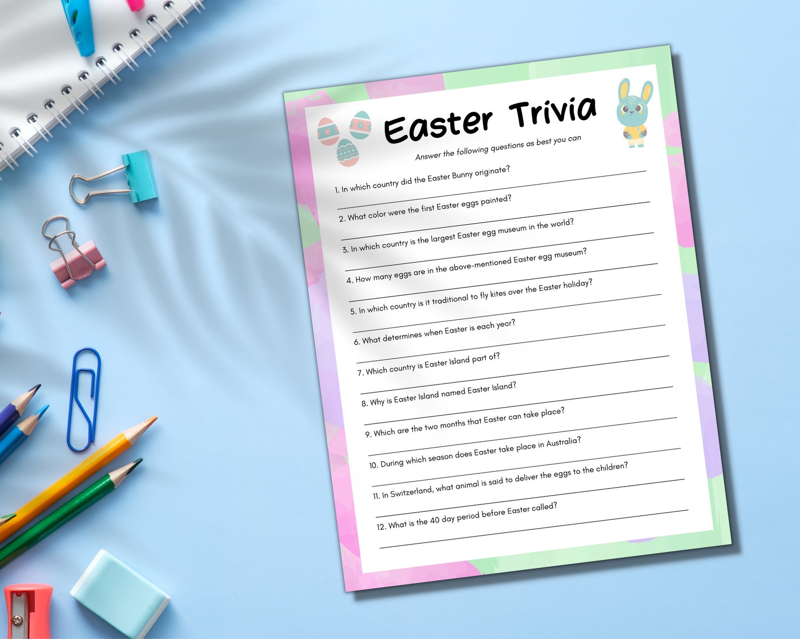 Easter Trivia Game Printable, Easter Quiz Questionnaire, Family Games ...