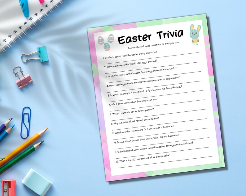 Easter Trivia Game Printable, Easter Quiz Questionnaire, Family Games ...