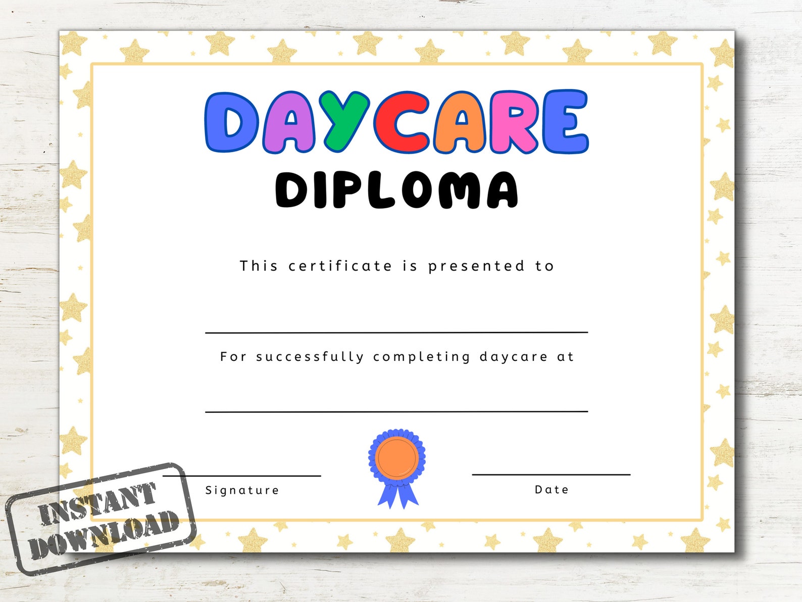 Daycare Graduation Daycare Certificate Daycare Diploma - Etsy UK