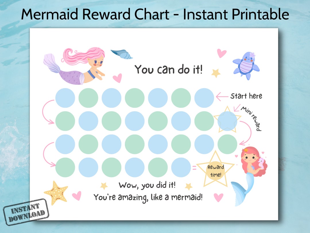 Mermaid Reward Chart Reward Tracker Printable Mermaid Chore - Etsy UK