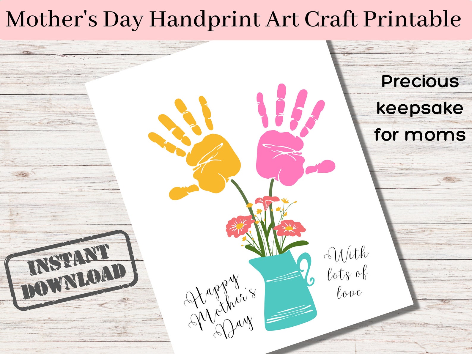 Mothers Day Flowers Handprint Art, Handprint Keepsake, Mom Handprint ...