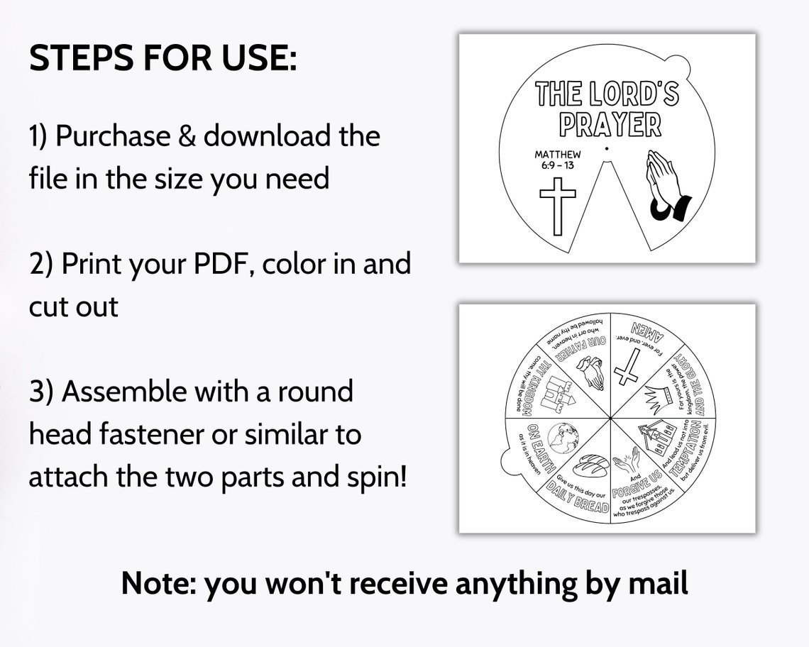 The Lord's Prayer Coloring Wheel, Bible Activity Craft, Sunday School ...