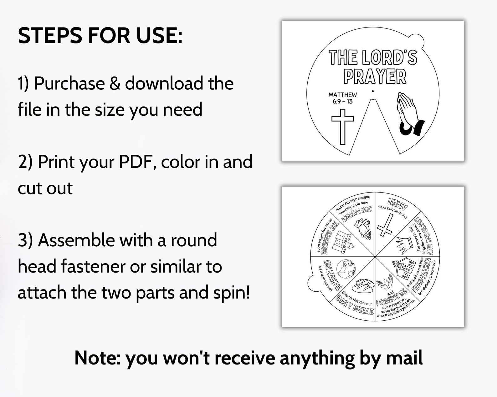 The Lord's Prayer Coloring Wheel, Bible Activity Craft, Sunday School ...