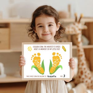 Fall Corn Footprint Craft, Harvest Handprint Art Poem Printable ...