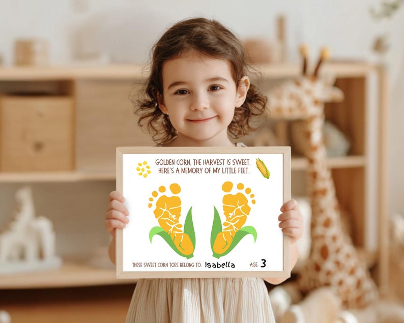 Fall Corn Footprint Craft, Harvest Handprint Art Poem Printable ...