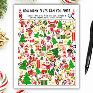 Christmas Elf I Spy Game, How Many Elves Can You Find, Christmas Day ...