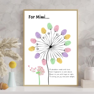 Mimi Dandelion Fingerprint Craft, Mimi Handprint Art, Grandma Keepsake ...