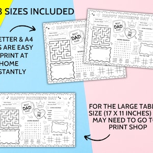 Happy Fathers Day Activity Placemat Printable, Fathers Day Craft ...