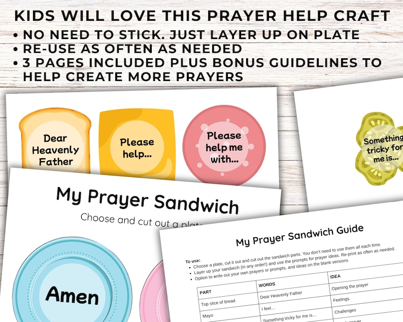 Prayer Sandwich Craft Activity, Kids Sunday School Praying Lesson ...