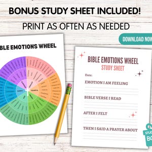 Bible Emotions Wheel Chart, Scripture Verses Color Feelings Printable ...