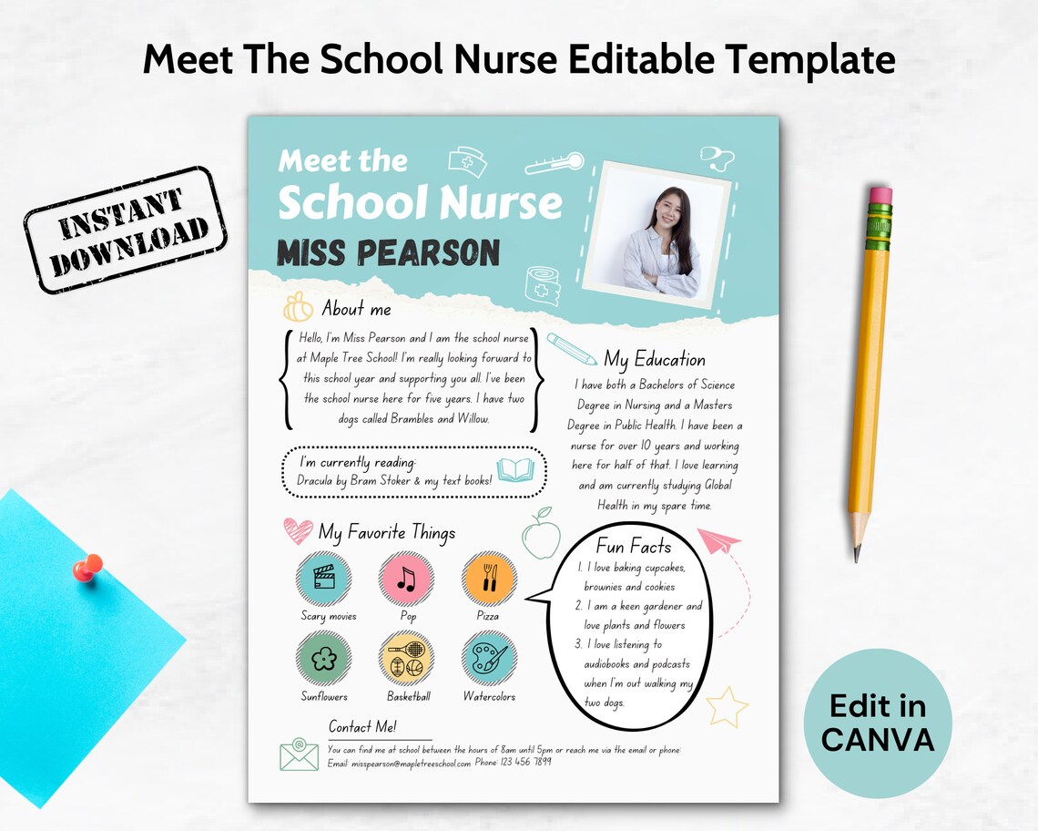 Meet the School Nurse Editable Template, Back to School Flyer, Get to ...