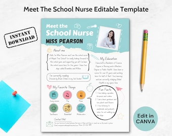 Meet the School Nurse Flyer, Canva Template Editable, Personalized ...