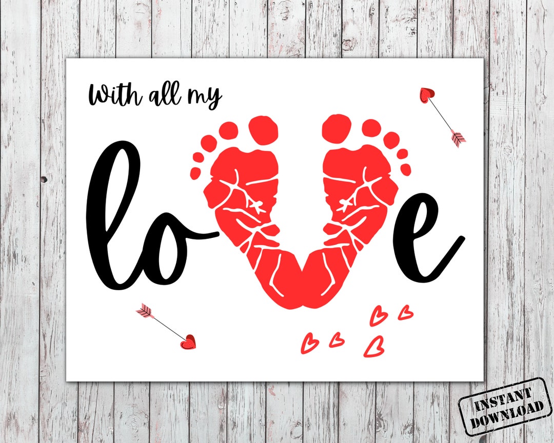 Valentine's Day Footprint Craft, Happy Valentines Day Art Foot Paint ...