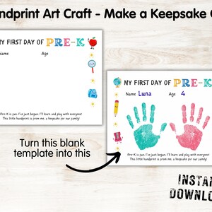 First Day of Pre-k Handprint Art Craft, My First Day of School Poem ...