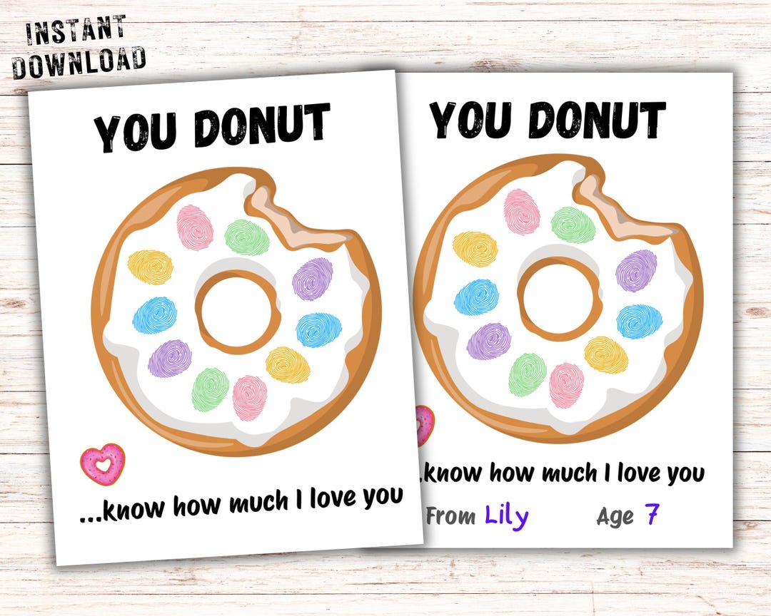 Donut Fingerprint Craft Template, Family Keepsake Art Printable, Mother ...
