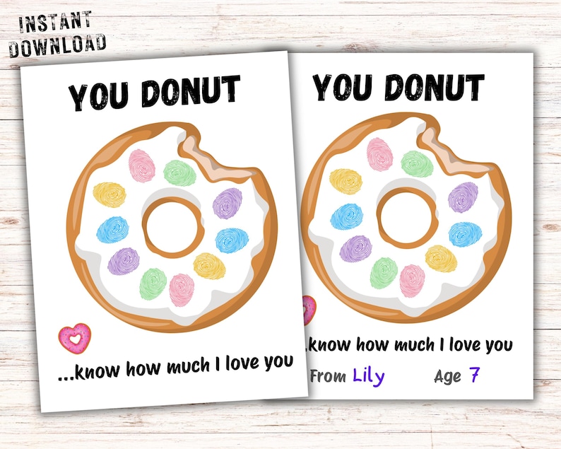 Donut Fingerprint Craft Template, Family Keepsake Art Printable, Mother ...