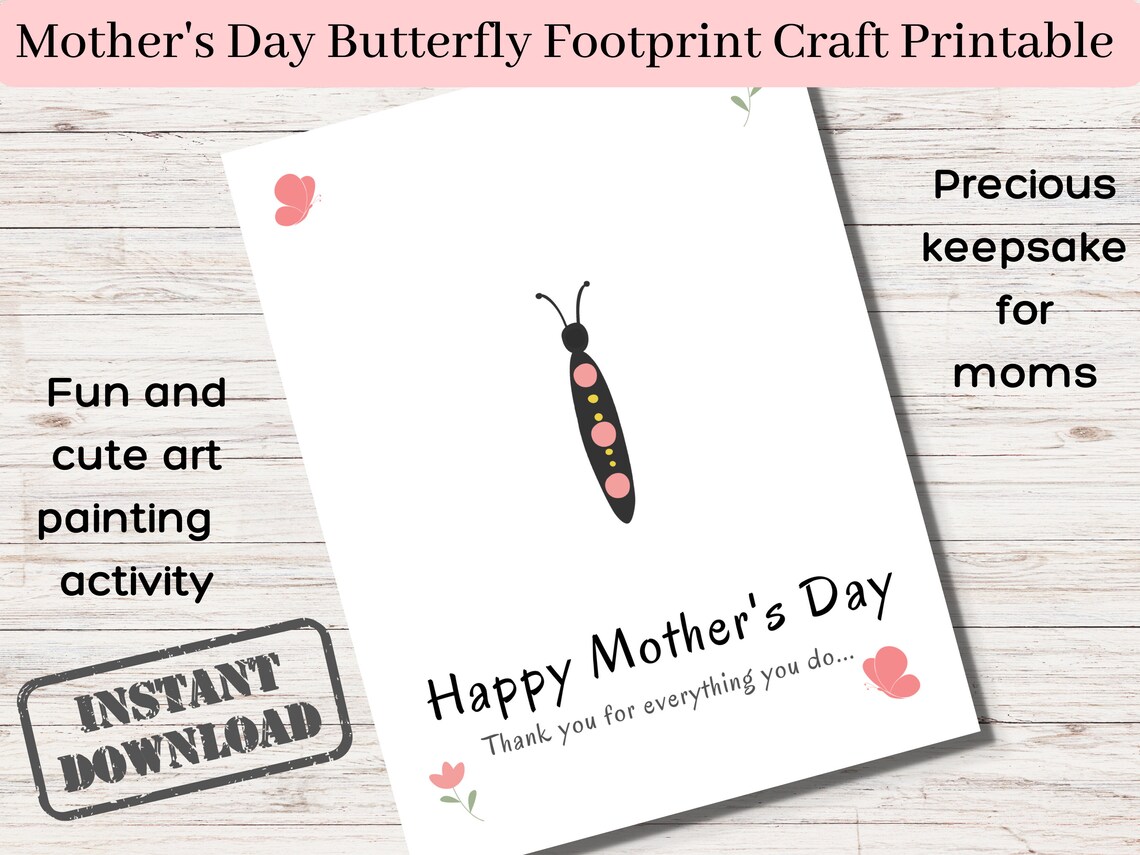 Mother's Day Butterfly Footprint Art, DIY Footprint Craft, Footprint ...