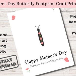 Mother's Day Butterfly Footprint Art, DIY Footprint Craft, Footprint ...